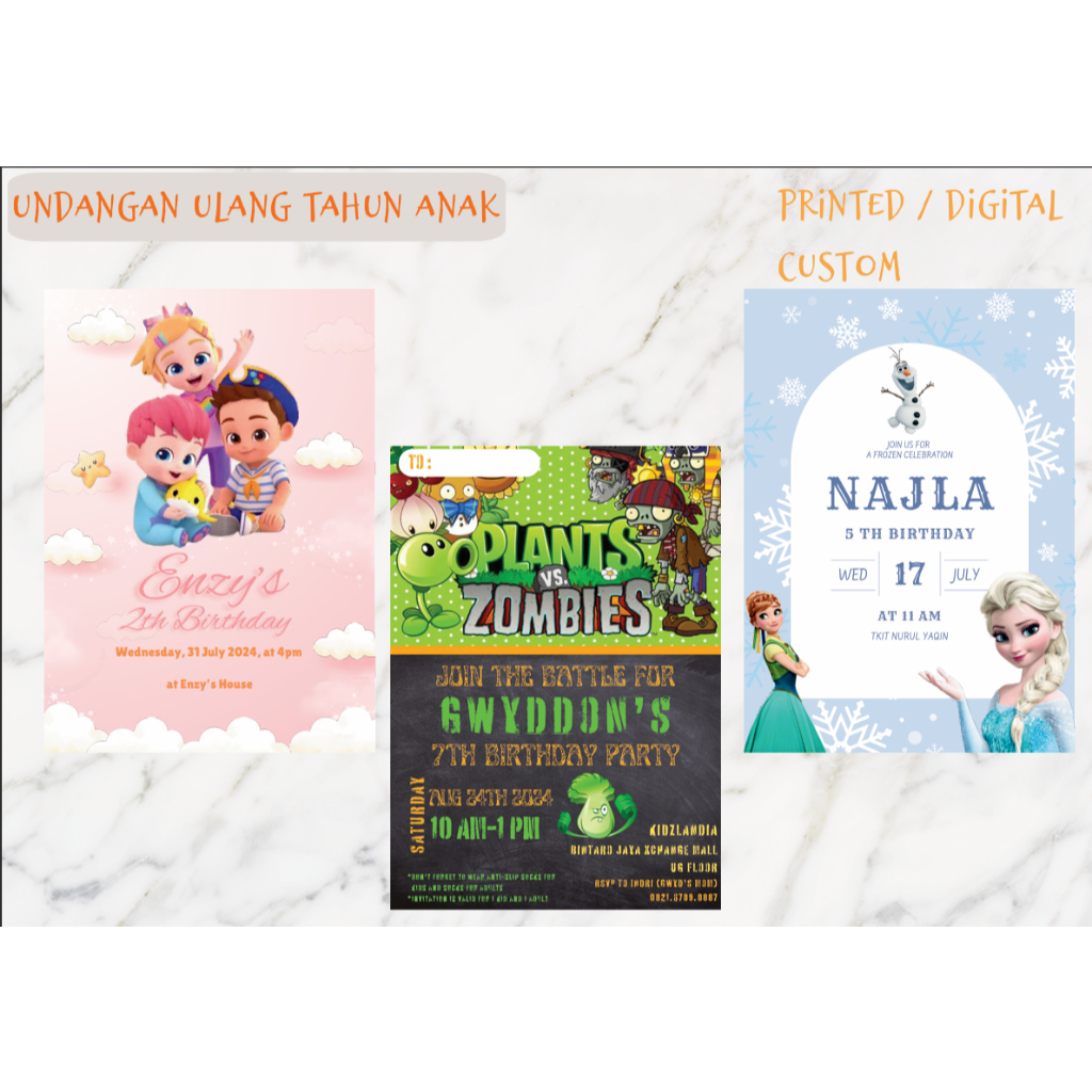 (FREE Custom) Children's character birthday invitations containing 14 ...