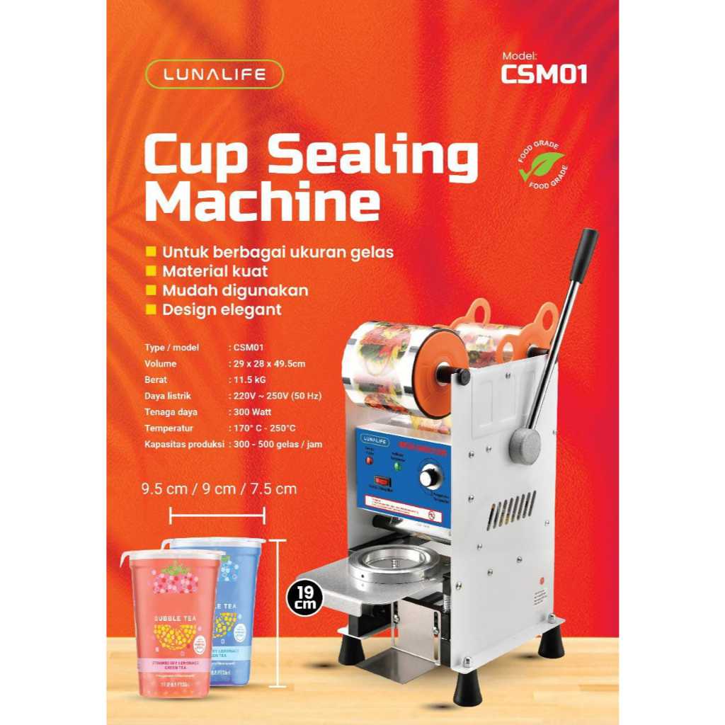 Cup Sealer LUNALIFE CSM01 22oz jumbo 19cm all sizes sealing cup all ...