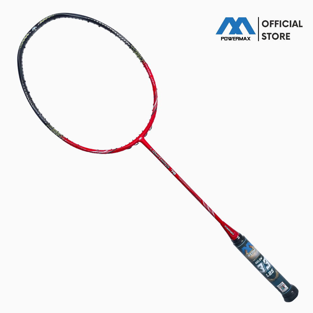 POWERMAX Badminton Racket Lightning 78 Carbon Badminton Frame 5U 33 Lbs ...