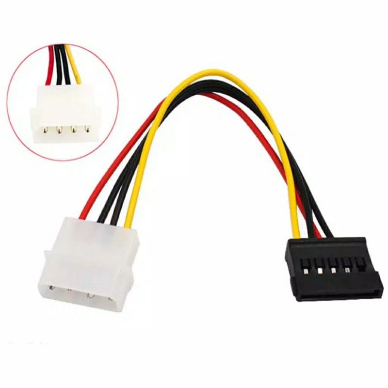Ata - 4 PIN MOLEX POWER CABLE MALE TO SATA 15 PIN FEMALE CONVERTER ...