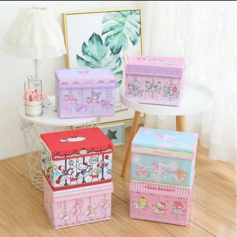 Sanrio STORAGE BOX With Cover KAWAII STORAGE BOX Lid ORGANIZER Folding ...
