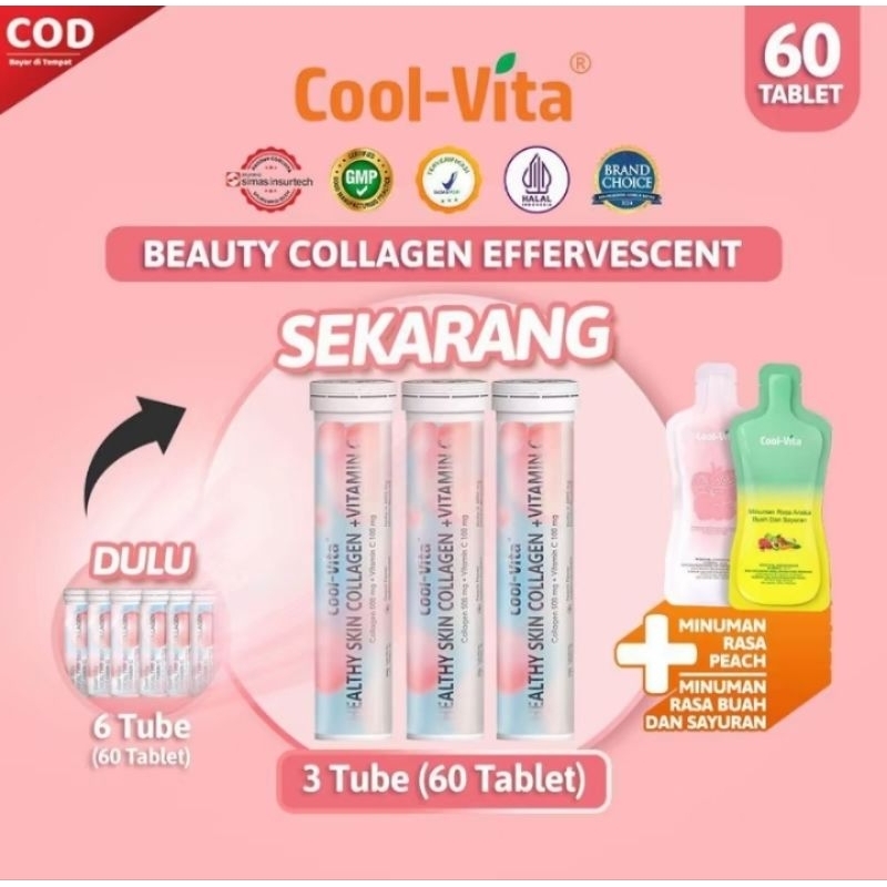 Coolvita Collagen Package 60 Tablets + 1 Pouch Fiber Detok Drink + 1 ...