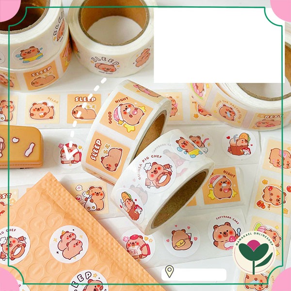 1 roll Contents 300pcs sticker roll capybara cute cute deco seal ...