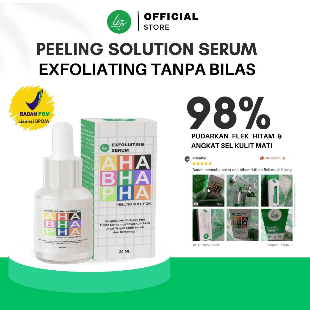 HITAM Elzet Skincare Peeling Solution Serum AHA BHA PHA Exfoliating ...