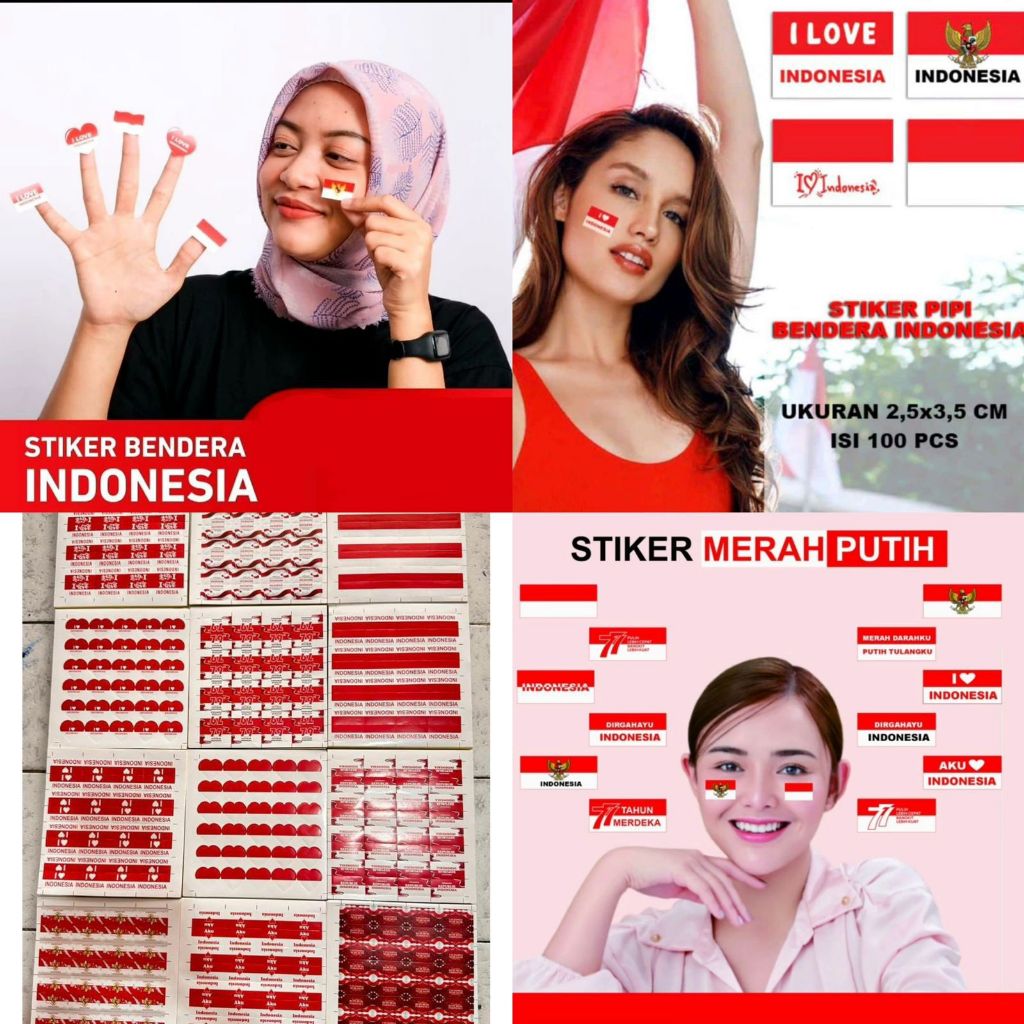 MERAH PUTIH Red AND WHITE FACE STICKER INDONESIAN INDEPENDENCE ...