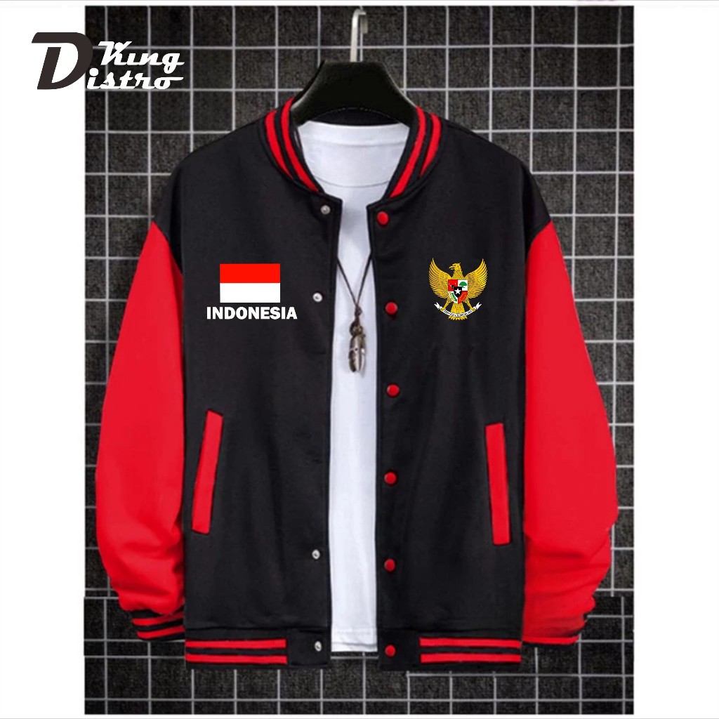 PUTIH Garuda Button Varsity Baseball Jacket + FLAG + INDONESIA KIRKA ...