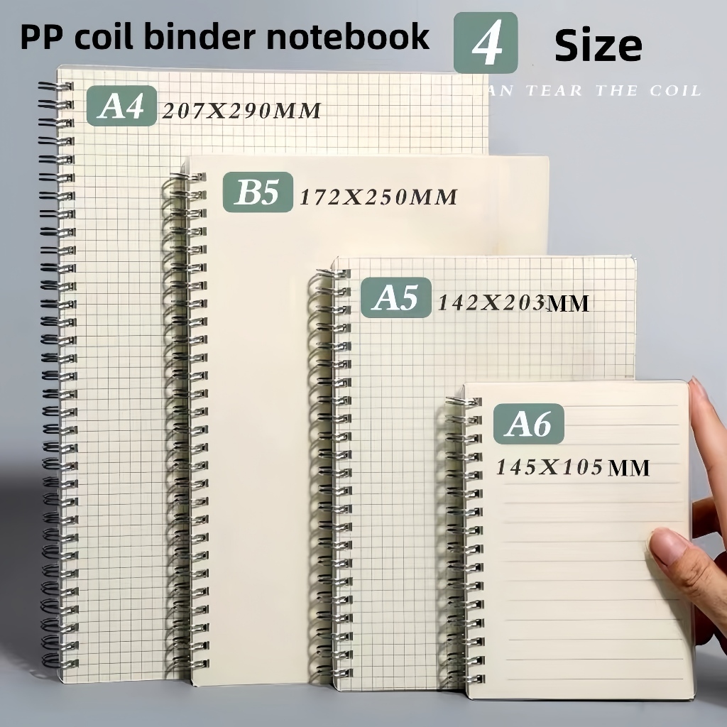 A6 B5 A5 A4 Notebook Notebook Spiral Clear Square Line Sketch Journal ...