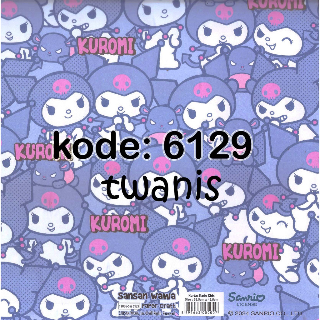 Kuromi Sanrio SANWA Gift Paper code 6129 contains 30 sheets | Shopee ...