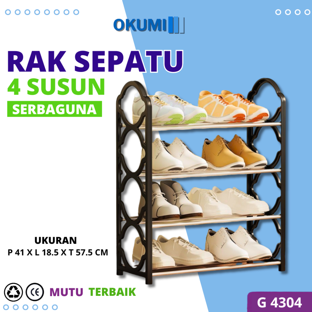 Okumi 4-tier Portable Shoe Rack Stainless Steel Color Stainless Steel 4 ...
