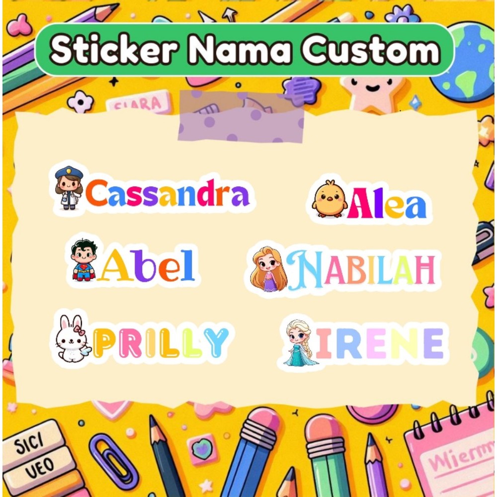(Up To 40 pcs) Children's Name Stickers || Name Label || Custom Name ...