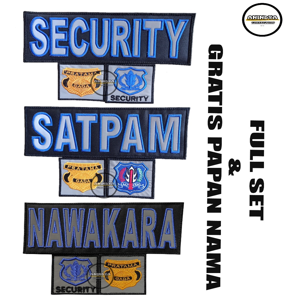 Full set of SECURITY, SATPAM, AWAKARA embroidered logos | SATPAM LOGO ...