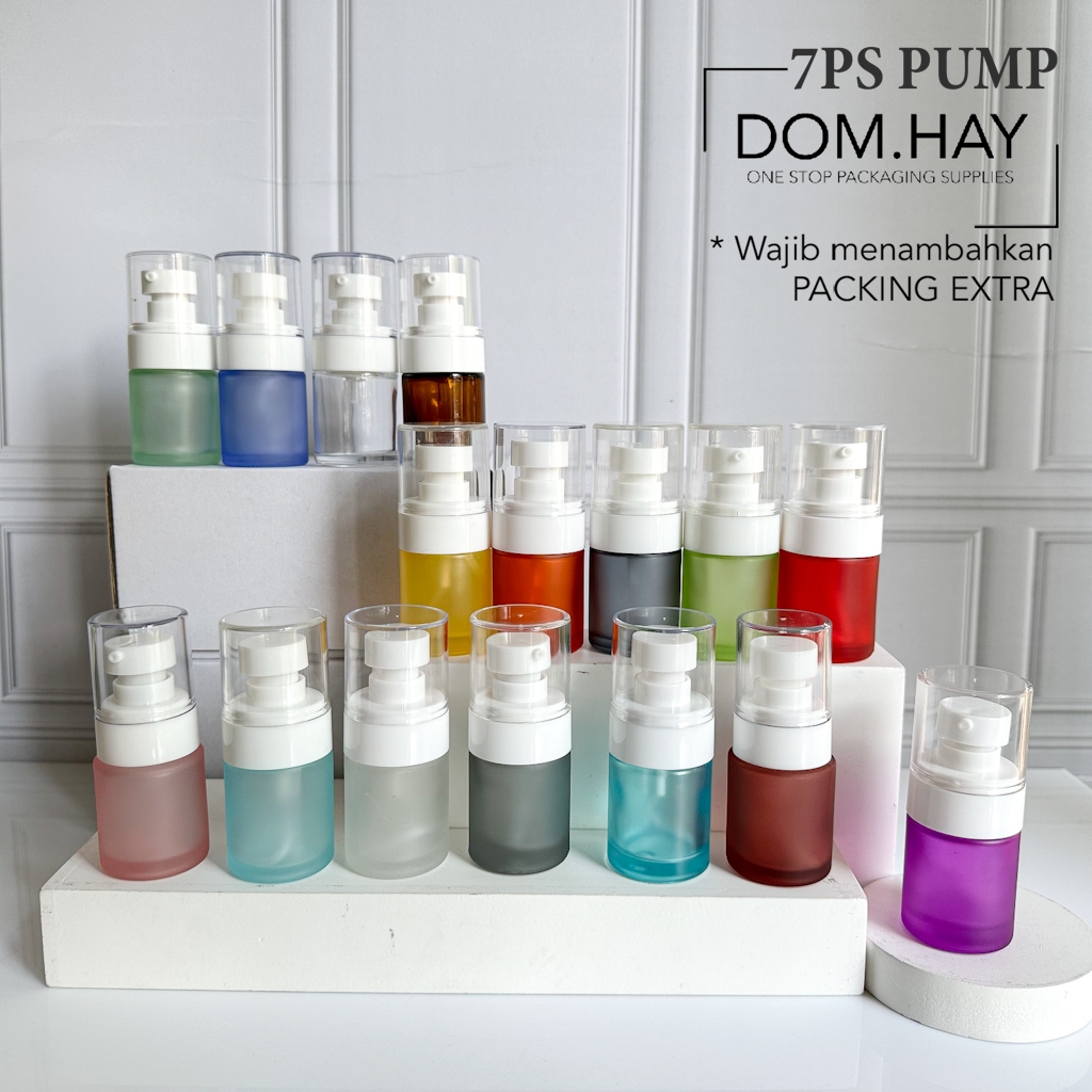 20ml Clear Pump Bottle Frosted Doff Glass Color 7PS Skin Care Lotion ...