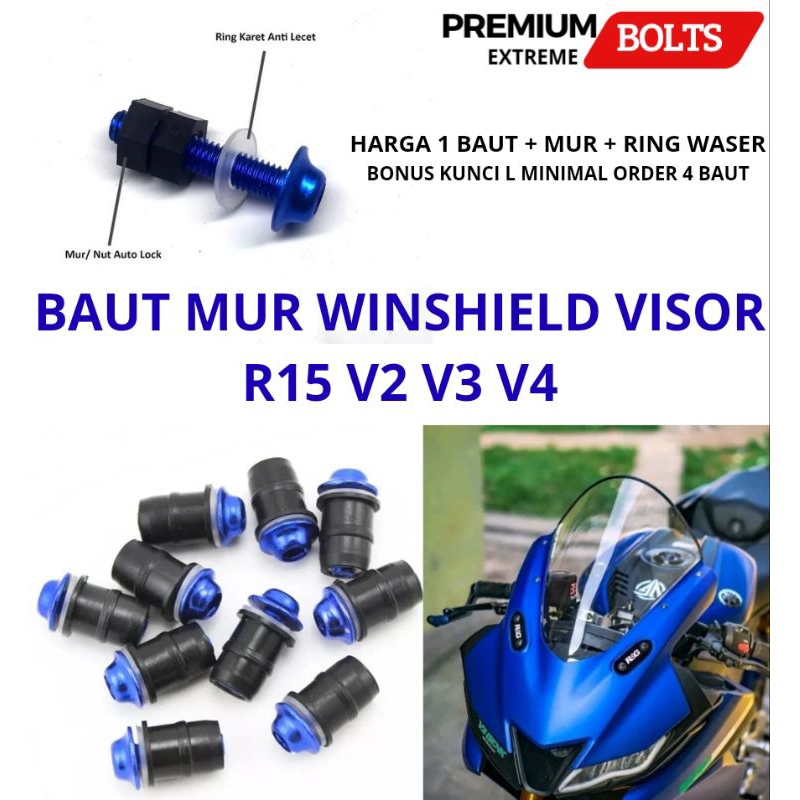 (UNIT Price) WASHER WINDSHIELD VISOR NUT BOLT R15 V2 V3 V4 PRICE 1 BOLT ...