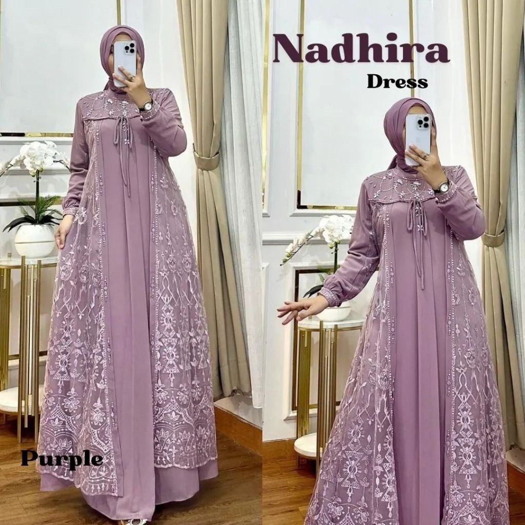 Elegant Party Gamis Nadhira Maxy BL Material Ceruty Babydoll Fabric ...