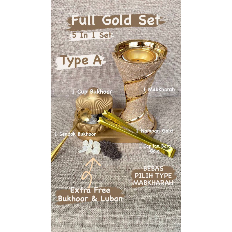 Mabkharah Full gold Set 5 in 1 / mabkhara all gold aesthetic cute ...