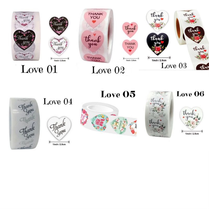 Thank You Label Sticker/Say Thank You Model Love/Heart Shape Price per ...