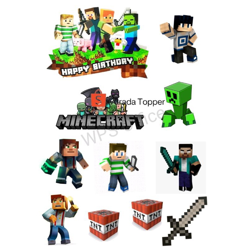 Minecraft Topper/Minecraft Theme Cake Decoration | Shopee Malaysia