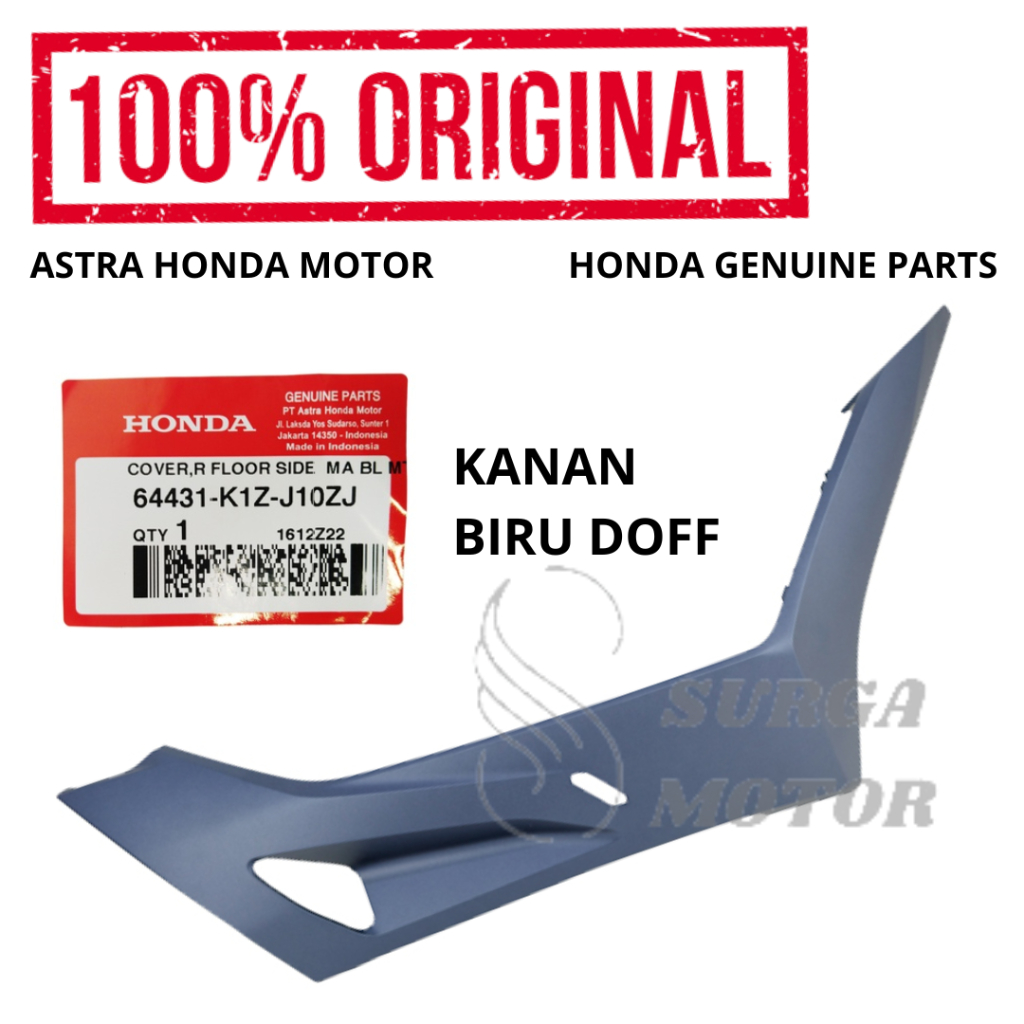 Floor Cover Deck Right Blue Doff Honda PCX 160k1z Original AHM 64431 ...