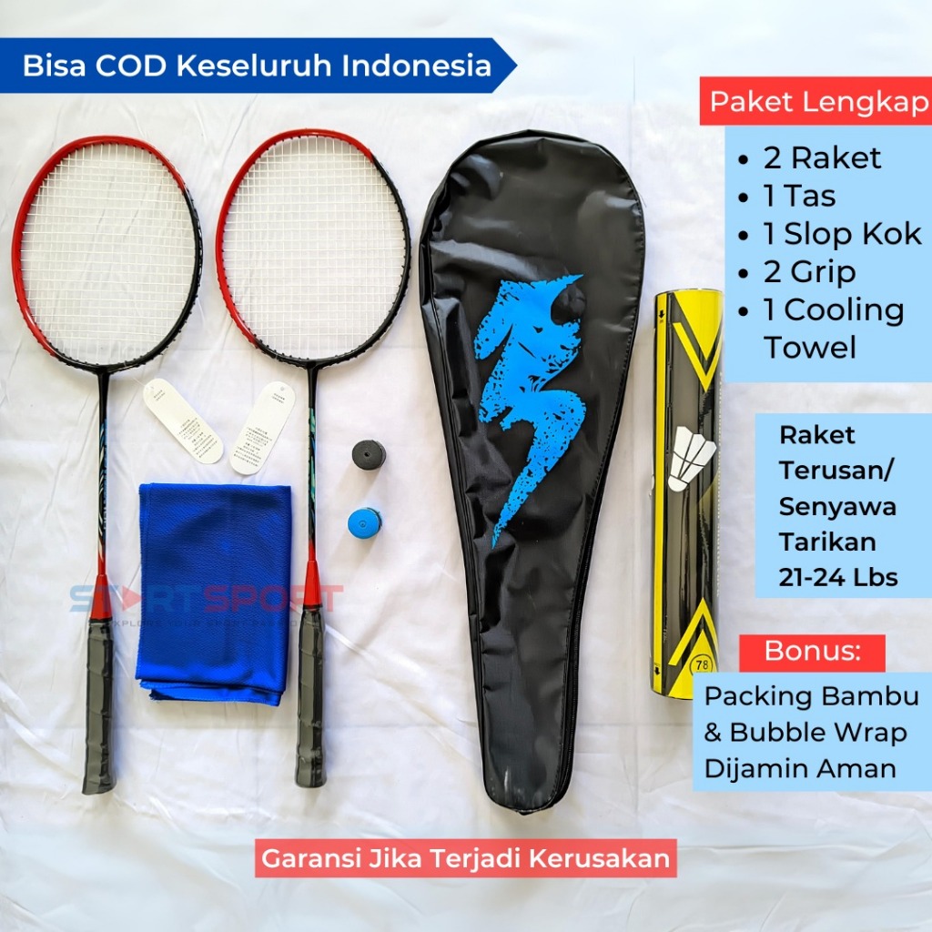 23lbs Compound Badminton Racket Set Contains 2 Free Grip Bag Bonus ...