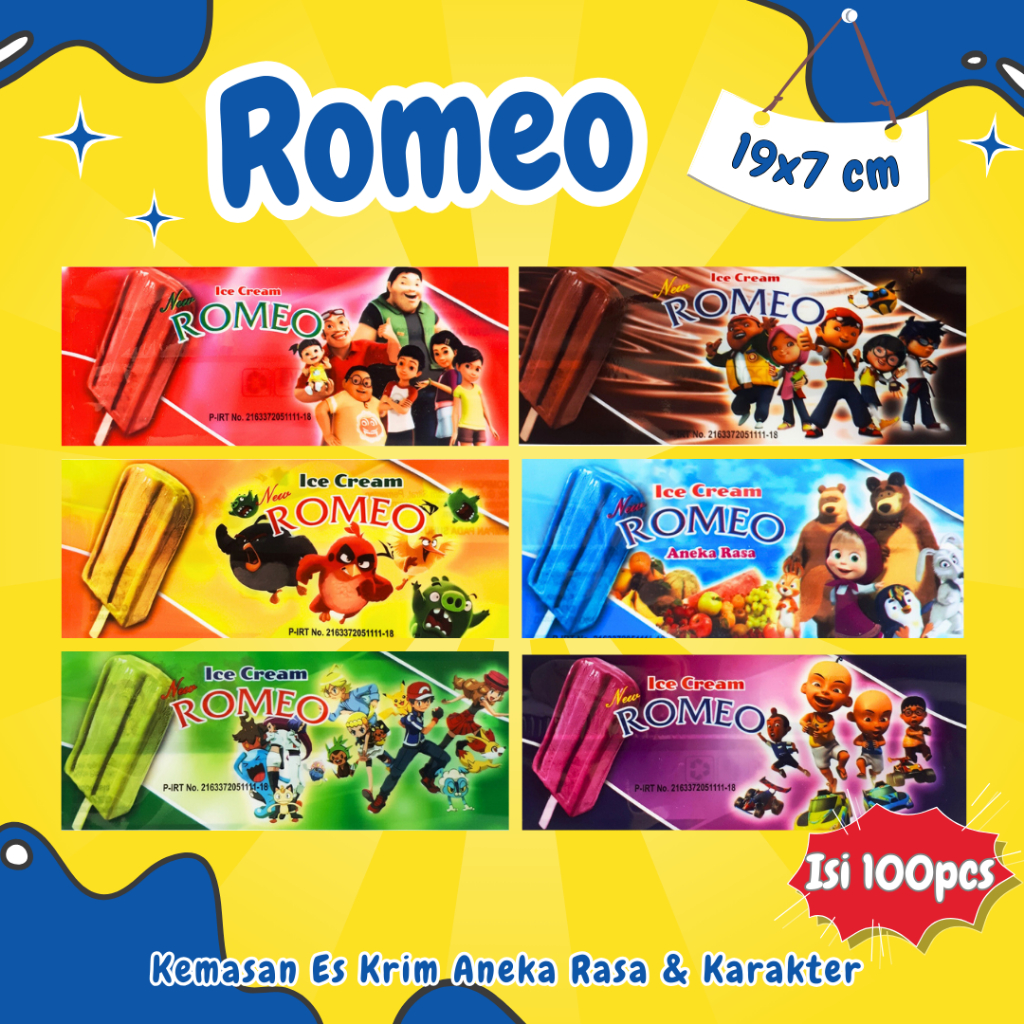 Ice Cream Stick Frozen Plastic Loly Mambo Character Wrap Packaging ...