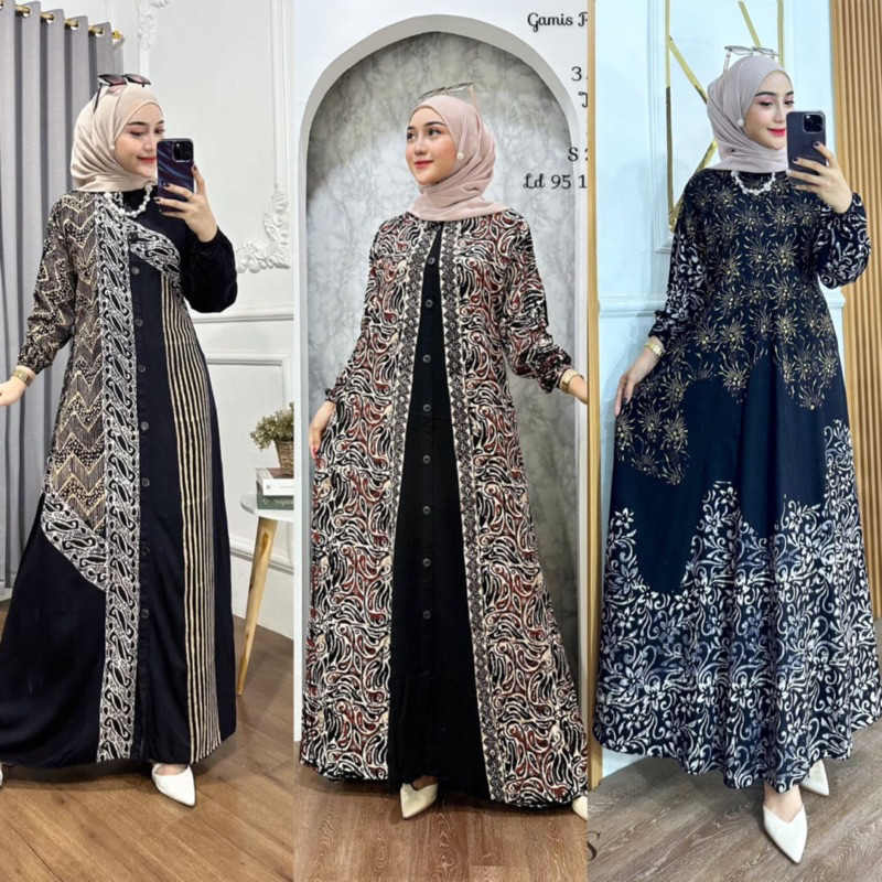 Original twill gamis with stacked ruffles (ML xl) | Shopee Malaysia