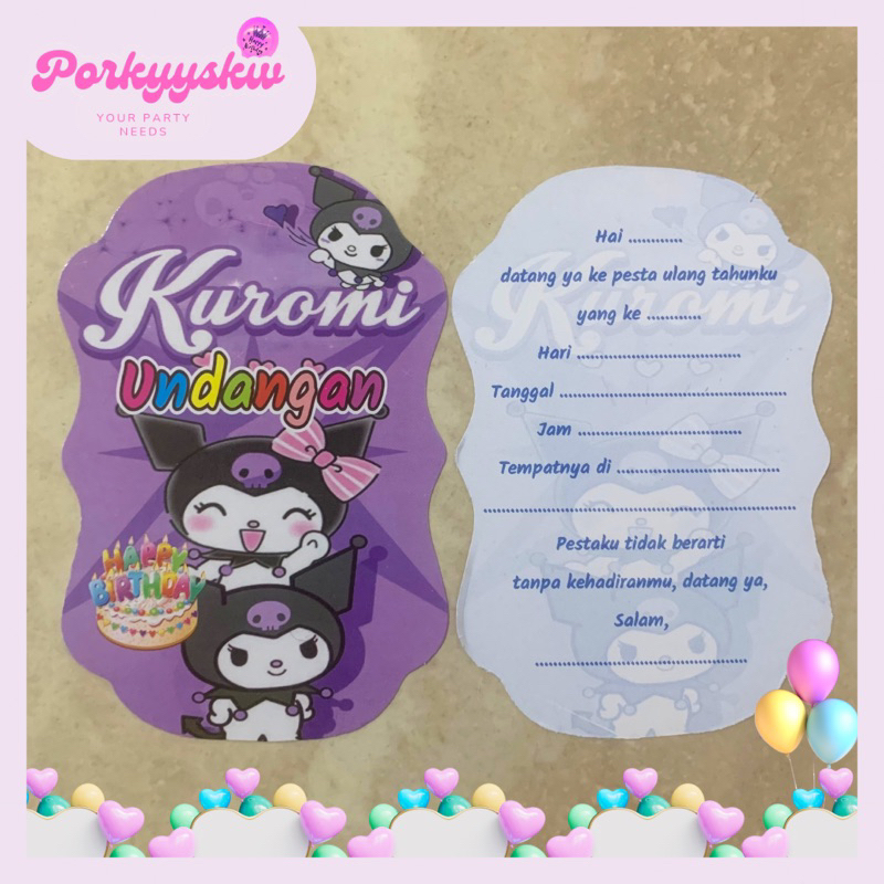 [Porkyyskw] Kuromi Invitation Card/ Kuromi Birthday Invitation Card ...