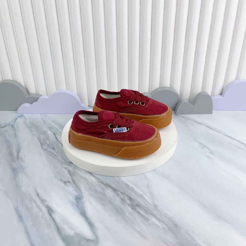Vans Authentic Maroon Gum Children's Shoes For Boys And Girls | Shopee ...
