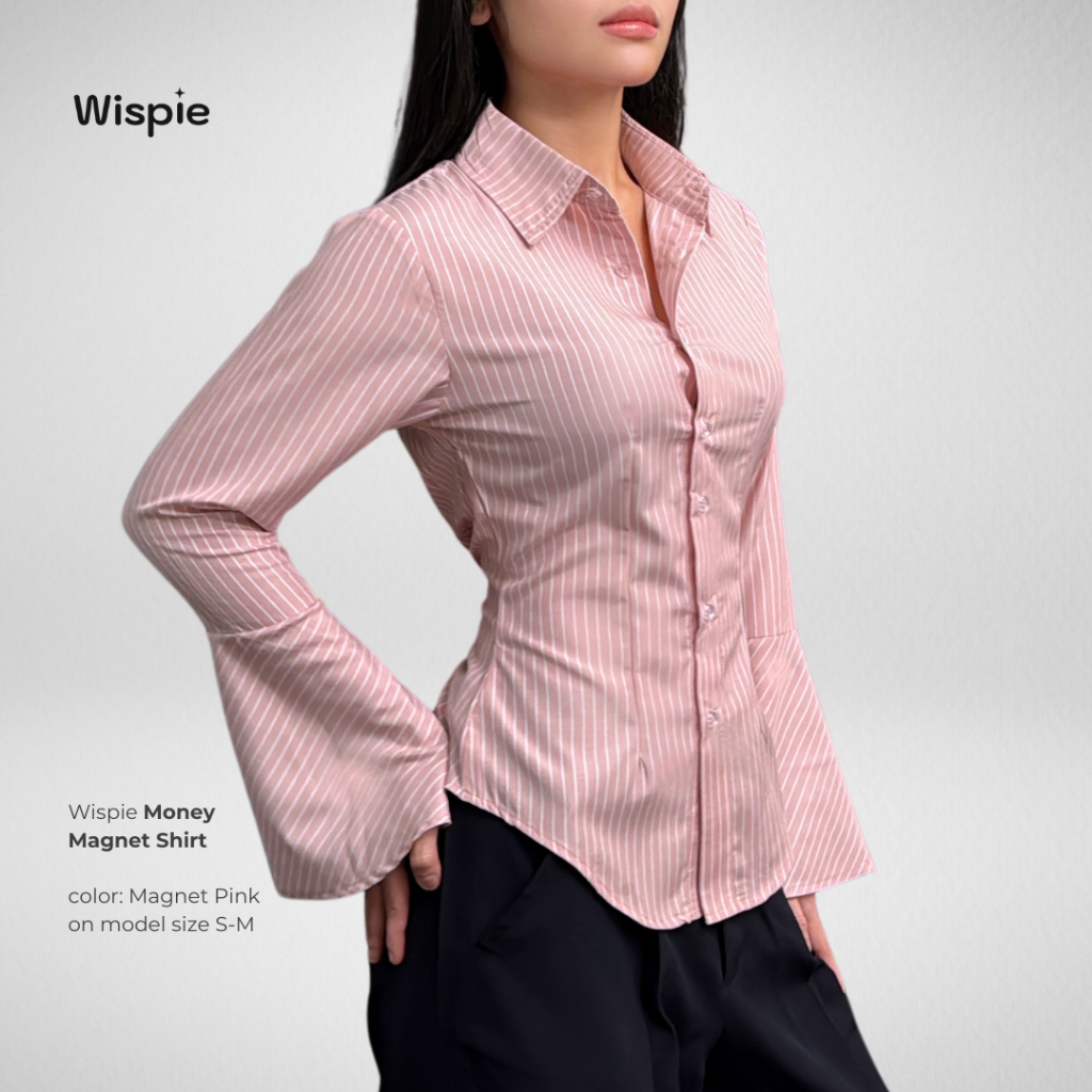 KEMEJA Wispie Money Magnet Fitted Shirt | Women's Press Body Pinstripe ...