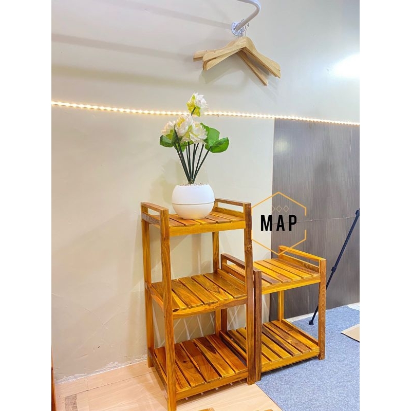 KAYU Multi-purpose rack with 2 tiers and 3 tiers of OLD TEAK wood with ...