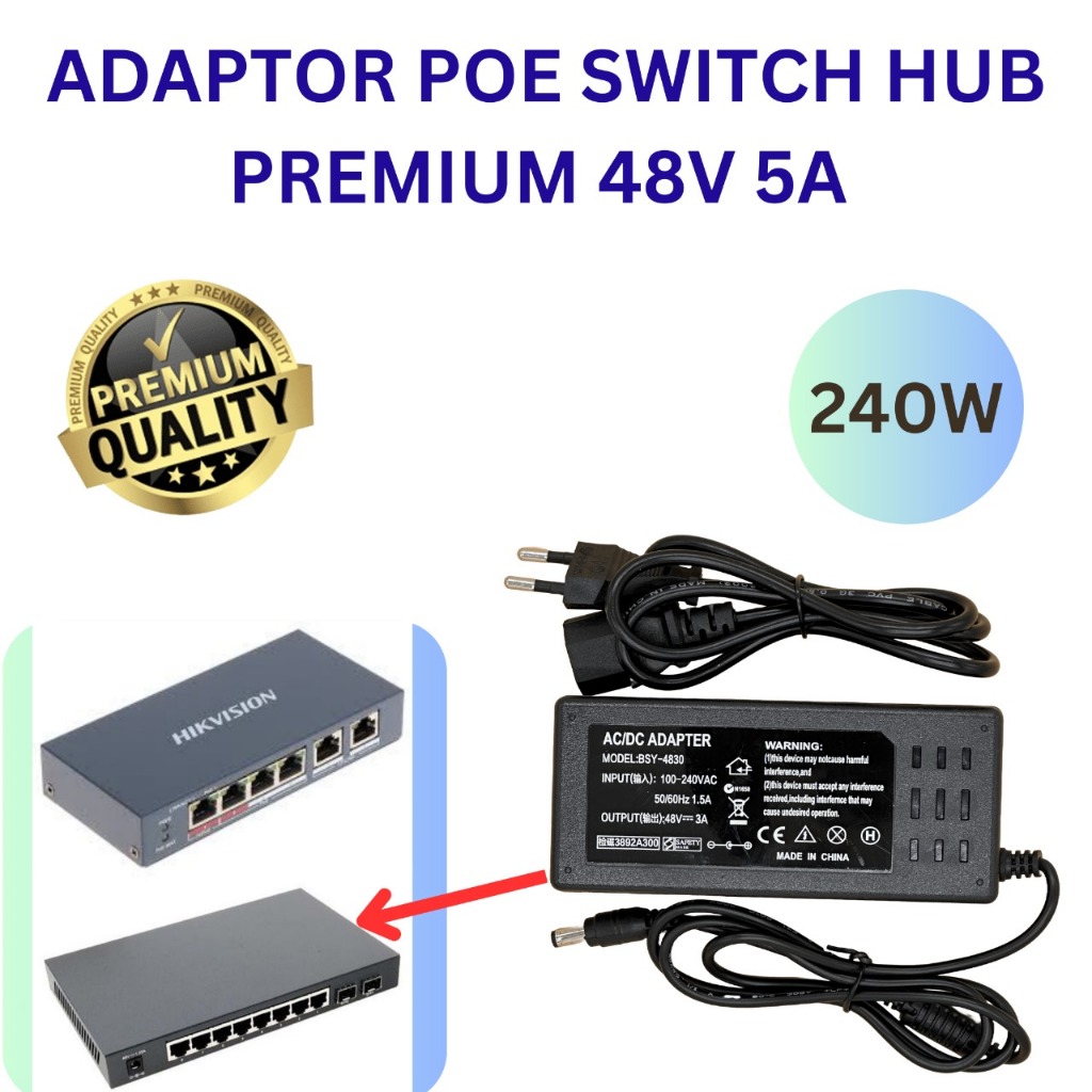 Poe switch adapter 48V 5A / 48V 3A adapter 48 Volt 3 ampere charger ...
