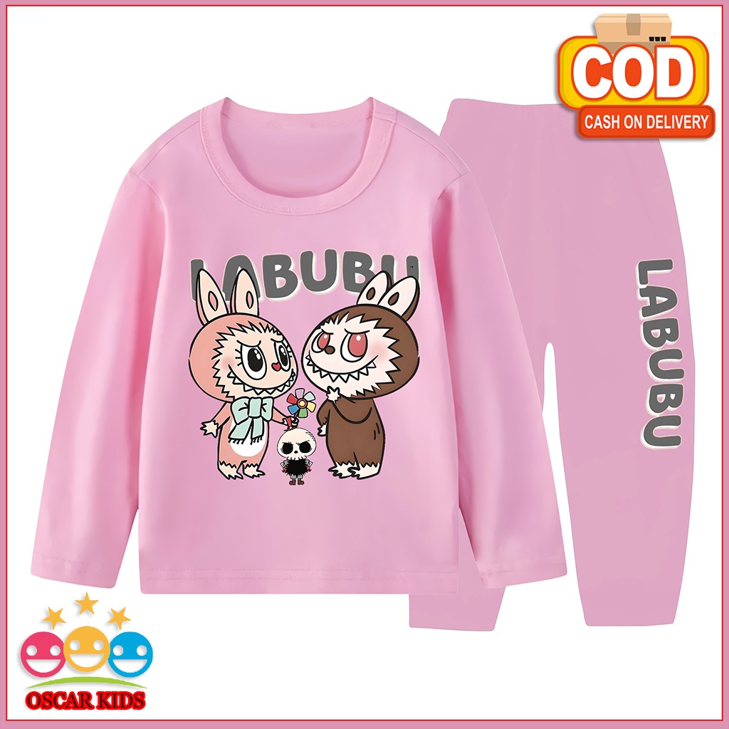 Pajama Sleepwear Girls Labubu Long Sleeve Long Pants 3-10 Years Old ...
