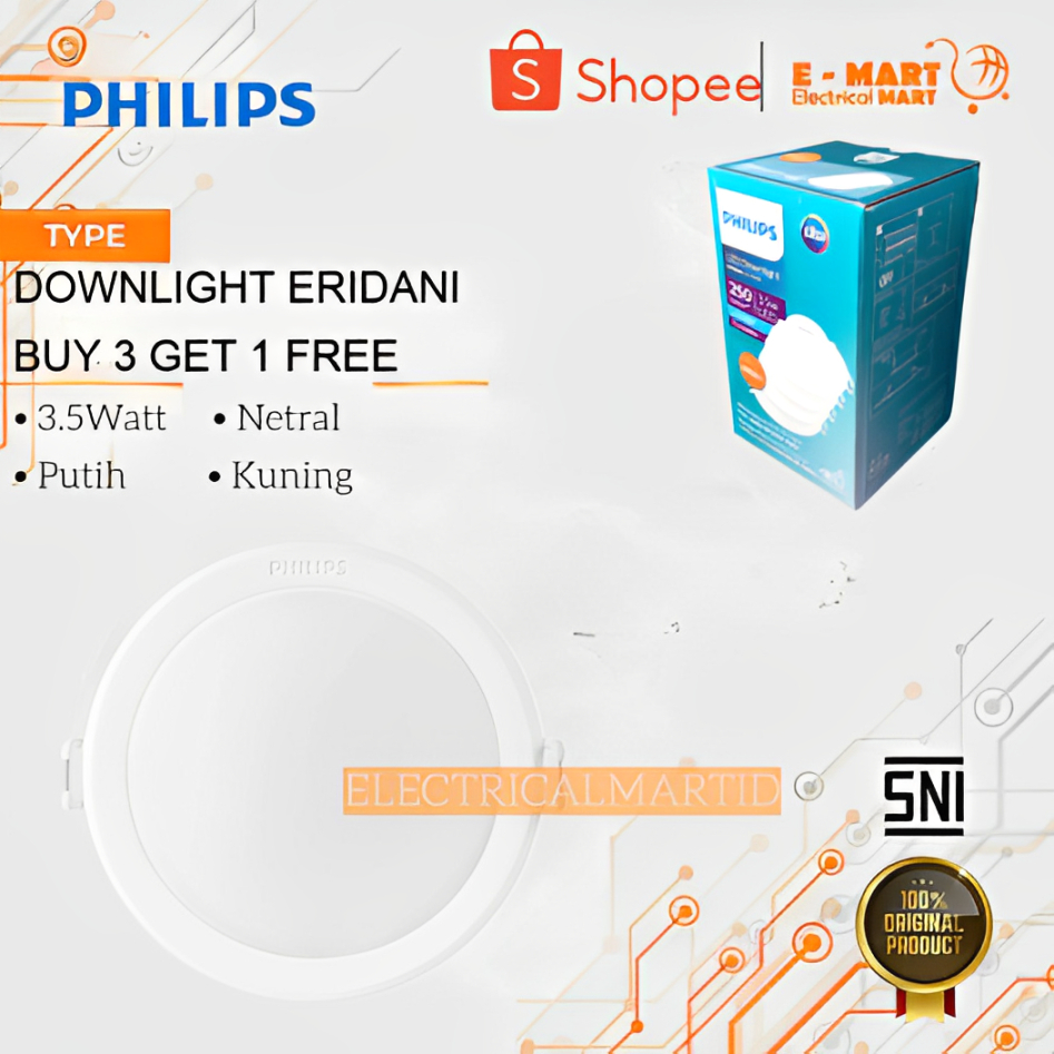 [PACKAGE 3 GET 1 FREE] PHILIPS ERIDANI DL190B 3.5W 3.5W 3.5 3W 3inch ...