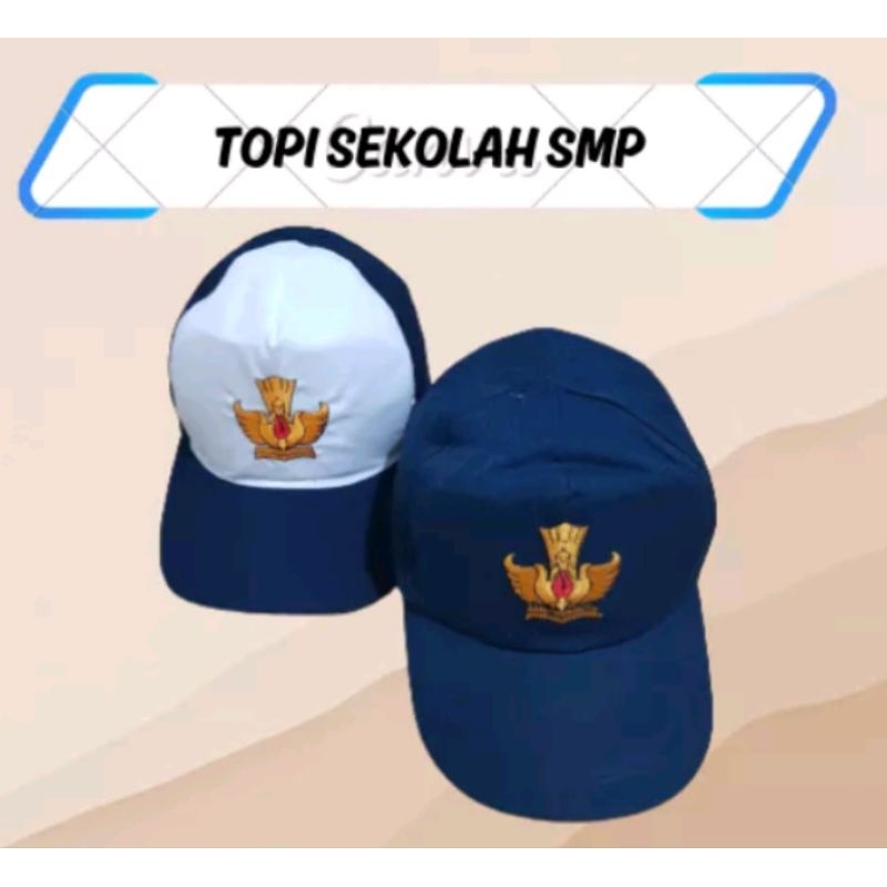 PUTIH PLAIN BLUE AND WHITE BLUE SMP HAT School Hat Boys and Girls ...