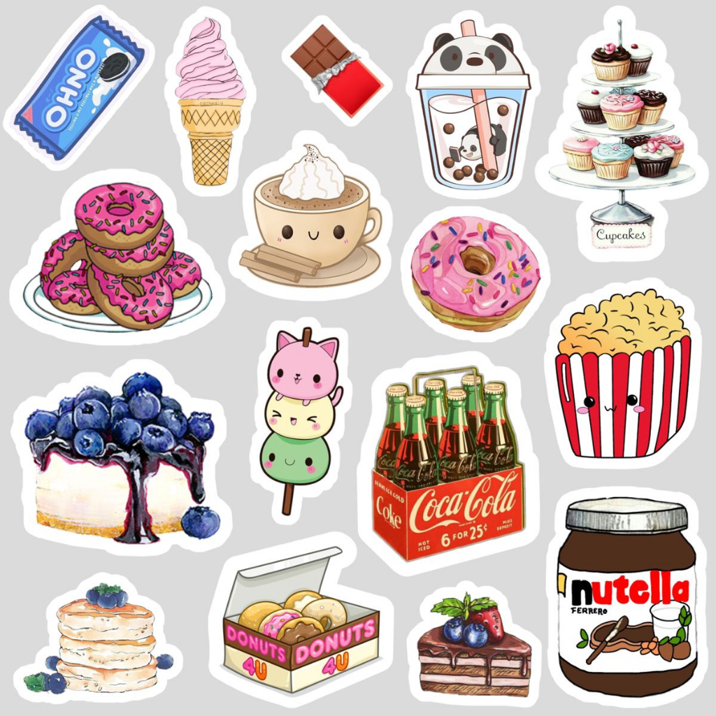 (30PCS) Cute Stickers/Glossy Food Stickers/Food Sticker Pack | Shopee ...