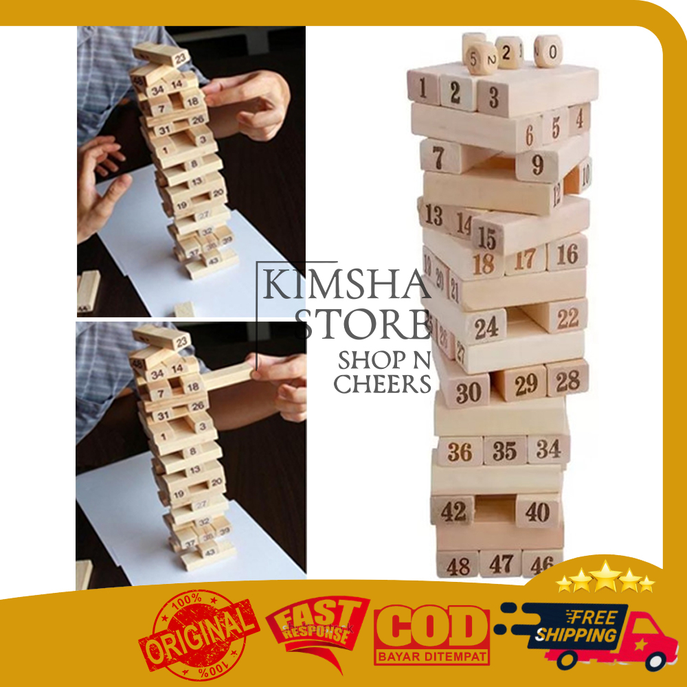 KAYU Large Wooden Building Blocks Uno Stacko Wooden Wiss Toy Numbers ...