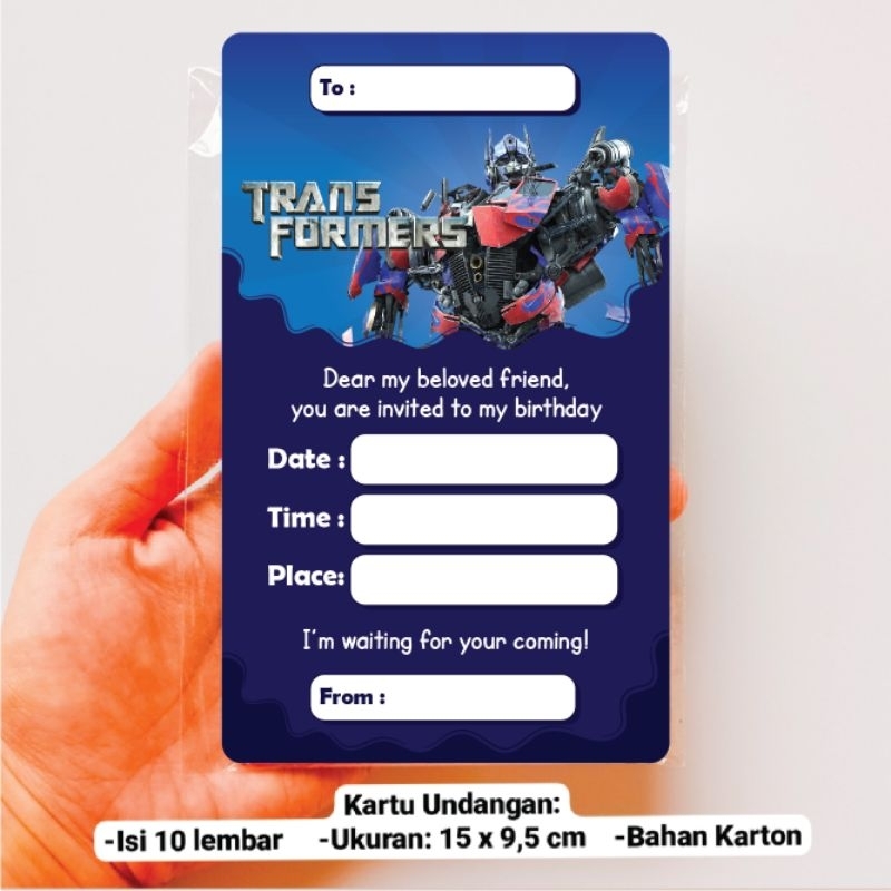 Transformers OPTIMUS PRIME INVITATION CARD BIRTHDAY GREETINGS ...