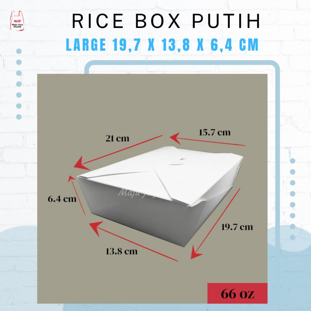 PUTIH Paper Food Pail Rice Box Ivory White Ready to Use Size L 19x13x6 ...