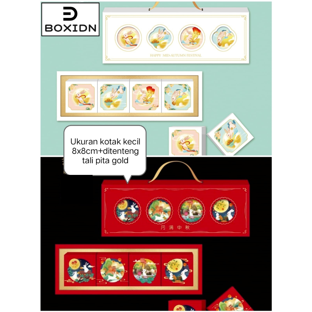 MERAH PUTIH Mooncake box for 4 mooncakes 100gr box mooncake divider 4 ...