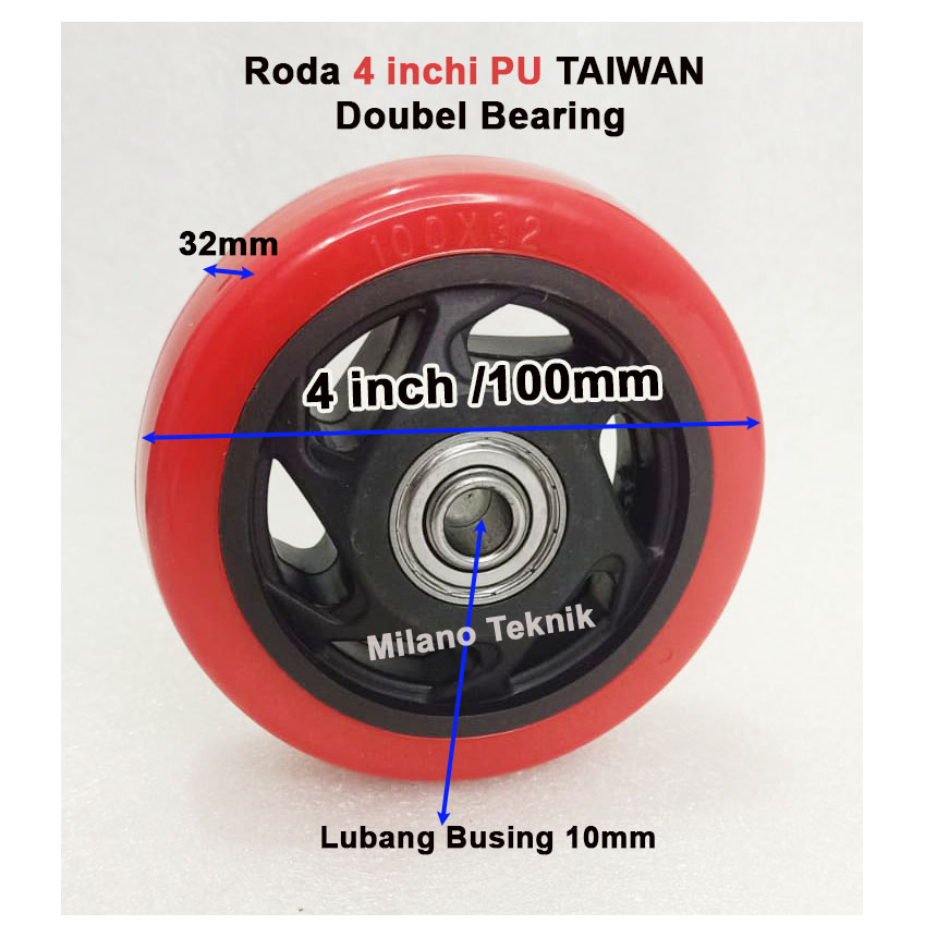 Taiwan PU 4 Inch Wheel+Double bearing Trolley/Etalase Heavy Duty ...