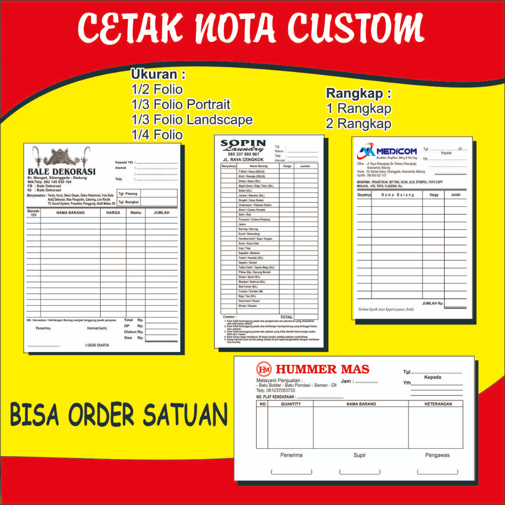 CUSTOM LAUNDRY SHOP BUSINESS RECEIPT FACTURE NOTE | Shopee Malaysia