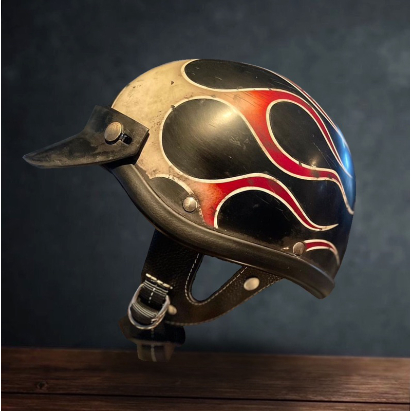 Shorty Japanese chip Patina Flame - chip helmet, chopper helmet, vespa ...