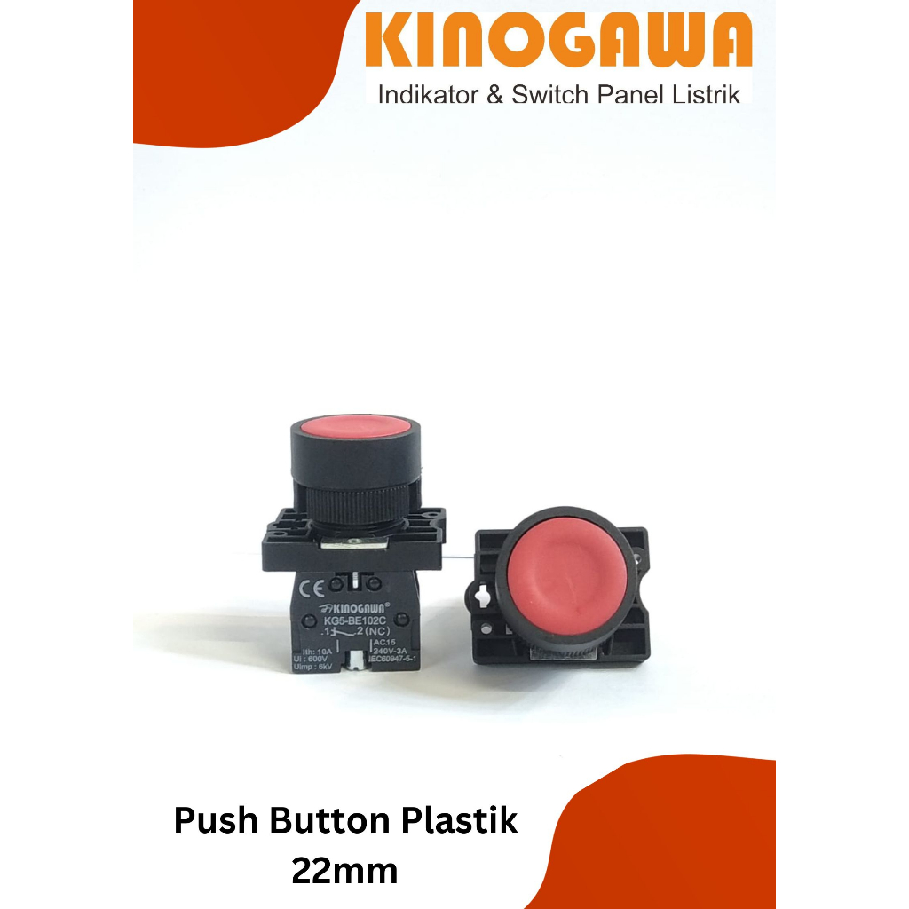 MERAH TOMBOL Push Button 22mm LAY5 Red Plastic - Push Stop Button 22mm ...
