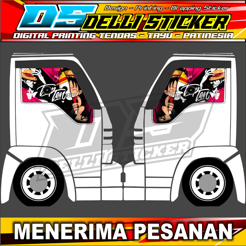 Isuzu Elf Macan Truck Glass Sticker - Luffy One Piece - One Way ...