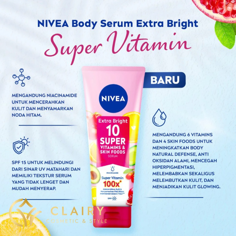 Nivea EXTRA BRIGHT 10 super VITAMIN & skin foods serum (handbody) (Body ...