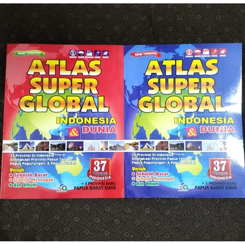 Original SUPER GLOBAL ATLAS BOOK OF INDONESIA & THE WORLD 37 INDONESIAN ...