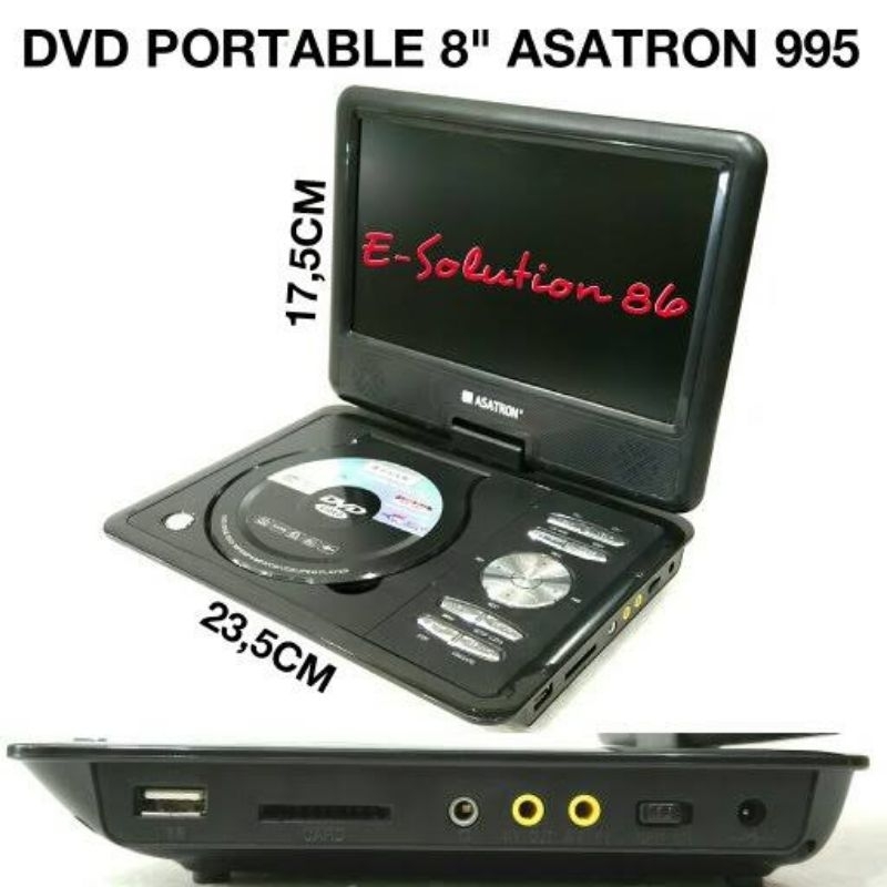 Asatron PDVD 995 PDVD995 PORTABLE FOLDING DVD VCD CD MP3 JPEG MPEG4 MP4 USB SD CARD MUSIC PLAYER ...