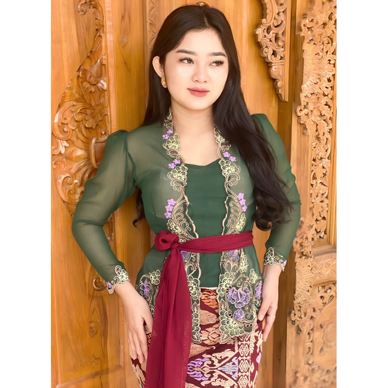 Long Sleeve Combination Embroidery Kebaya | Shopee Malaysia