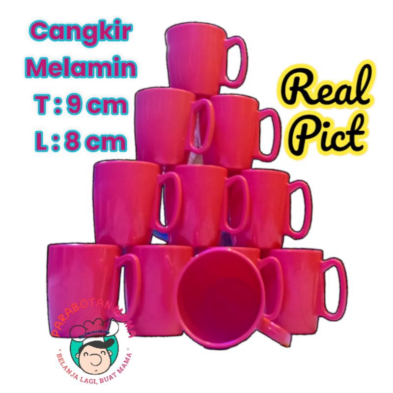 MERAH Half DOZEN CUPS 8 CM MELAMIN RED BRICK || 6 PCS ORIGINAL ...