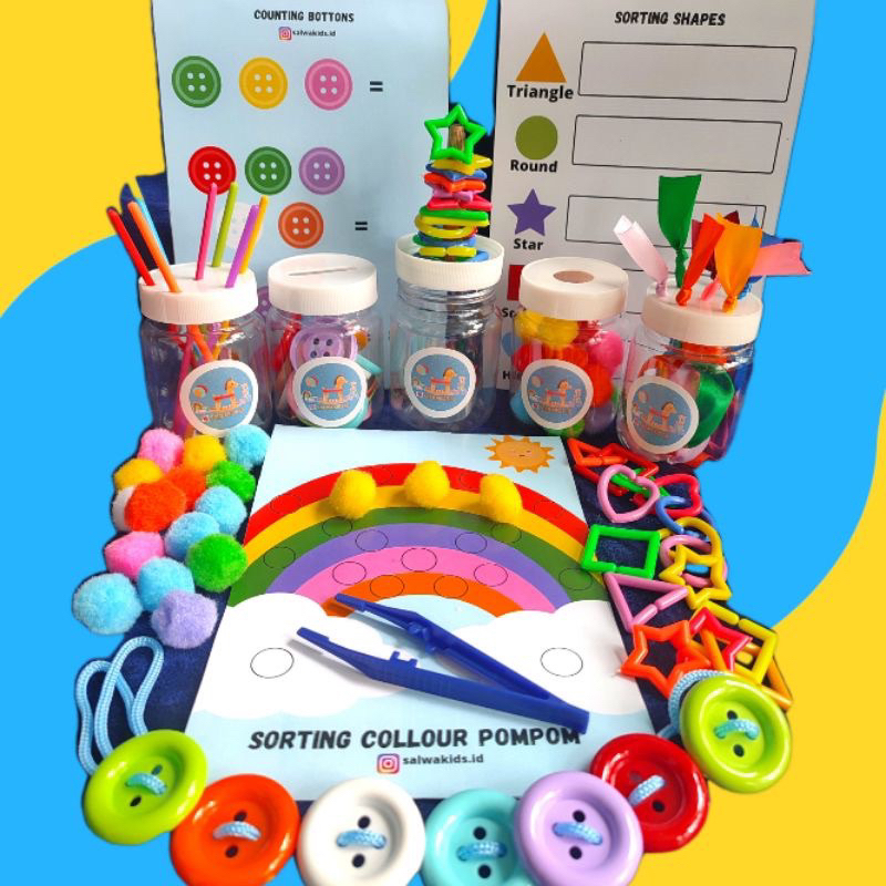MONTESSORI TOY SENSORI BUSY JAR 8 IN 1 FINE MOTORIC SKILL MONTESSORI ...