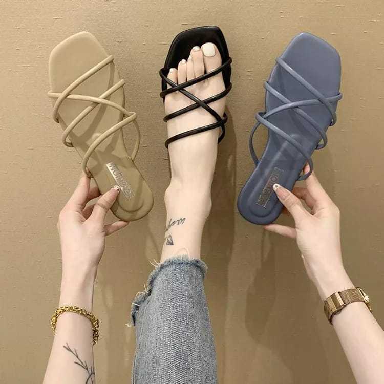 Vanilla cross-strap women's Flat sandals | Shopee Malaysia